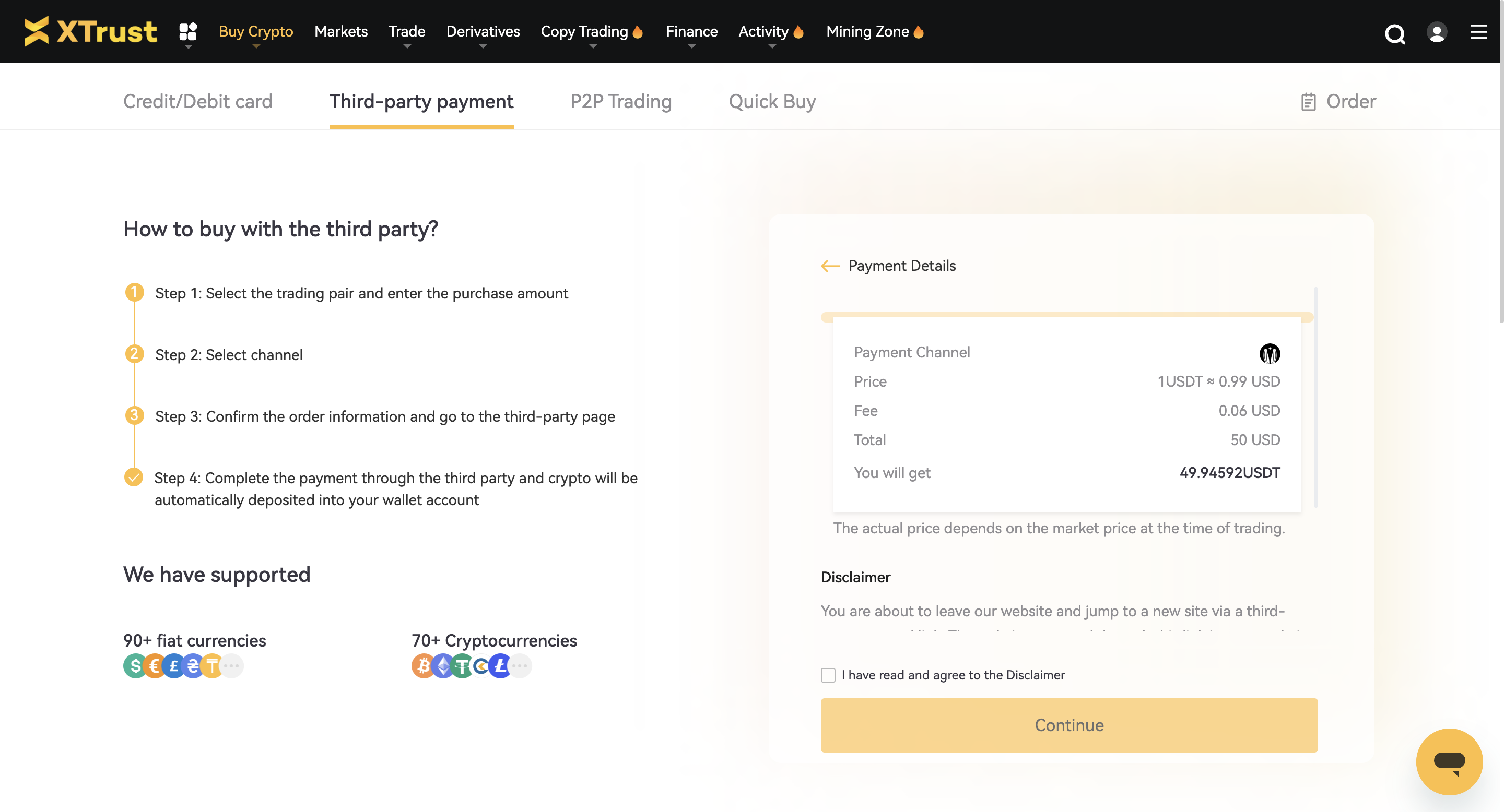 How to buy digitial currencies via XTrust web terminal? – Help Center